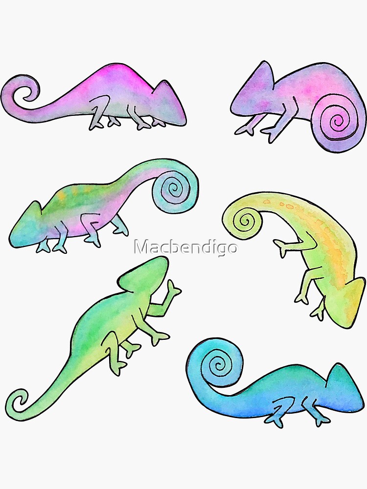 "Colorful Chameleons " Sticker for Sale by Macbendigo | Redbubble