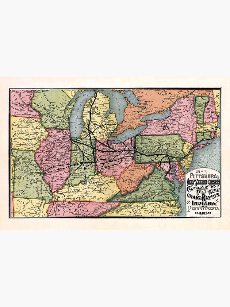 "Vintage Map of Northeastern Railroads, 1874." Poster by historyphoto ...
