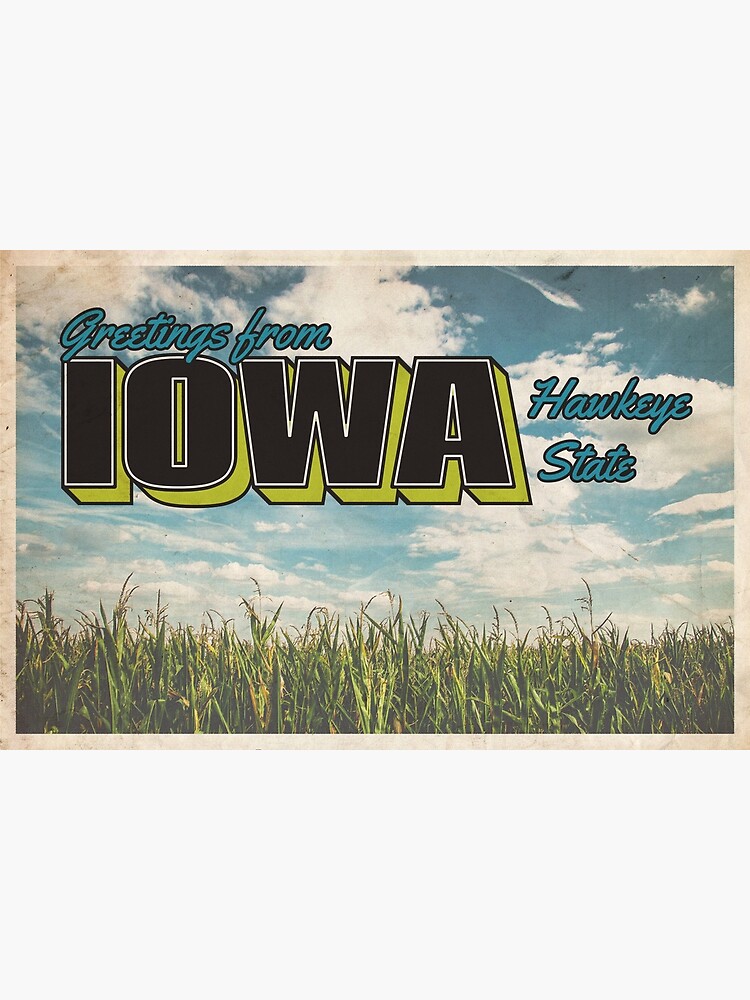 "Greetings from Iowa - Vintage Travel Postcard Design" Poster for Sale ...