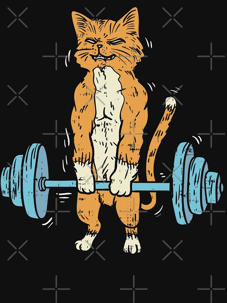 "WORKOUT: Cat Deadlift" Essential T-Shirt for Sale by woormle | Redbubble