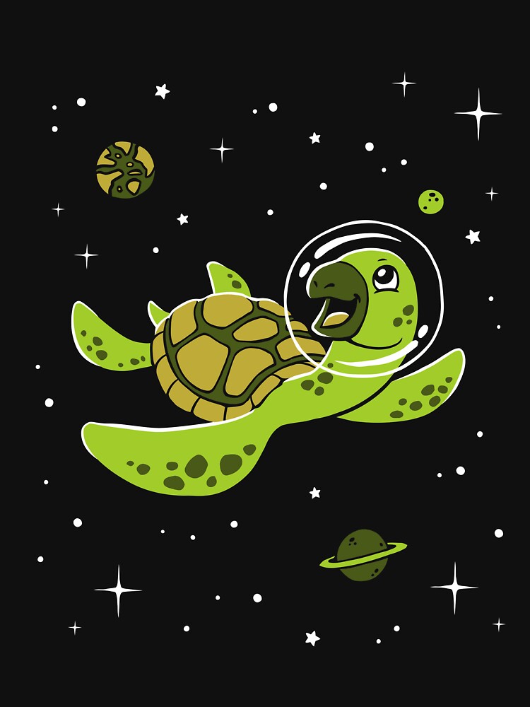 "Turtle In Space T-Shirt - Cute Cartoon Reptile" T-shirt for Sale by ...