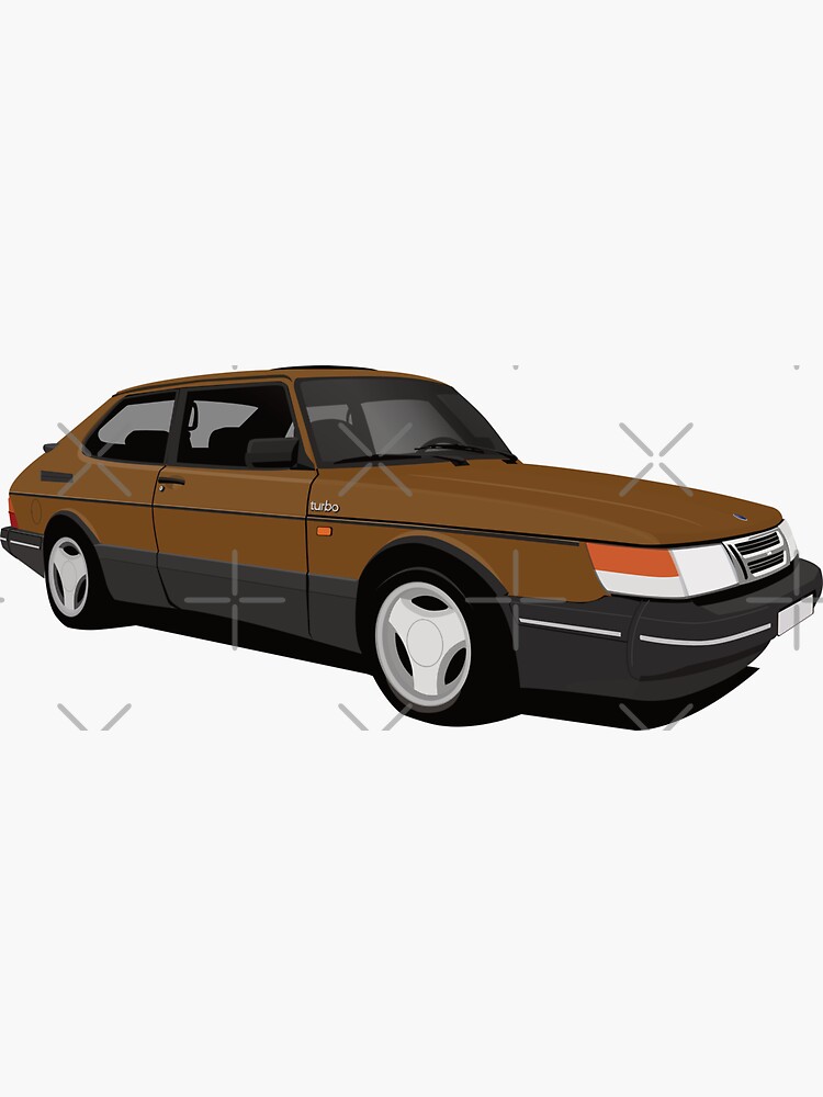 "Brown Saab 900 Turbo 16 Aero illustration" Sticker for Sale by ...