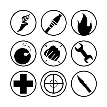 "Team fortress 2 class icons Black" Sticker for Sale by CockellDesigns ...