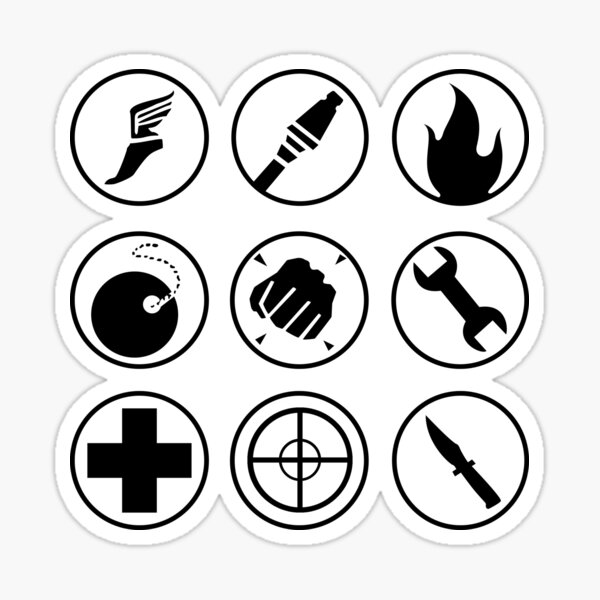 "Team fortress 2 class icons Black" Sticker for Sale by CockellDesigns ...