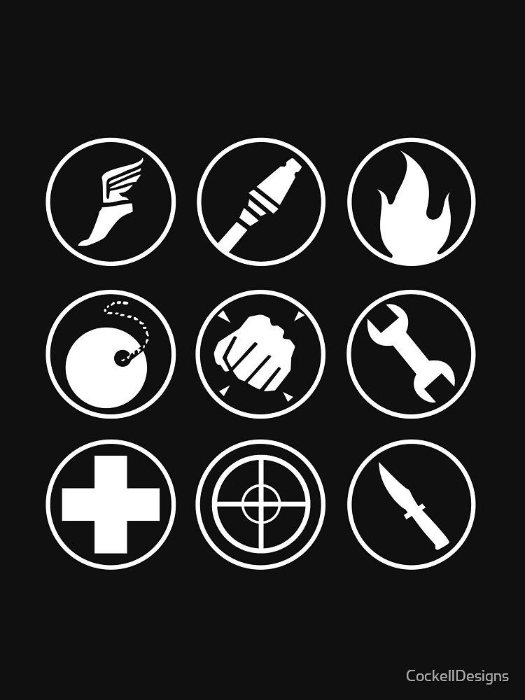 "Team fortress 2 class icons White" T-shirt for Sale by CockellDesigns ...