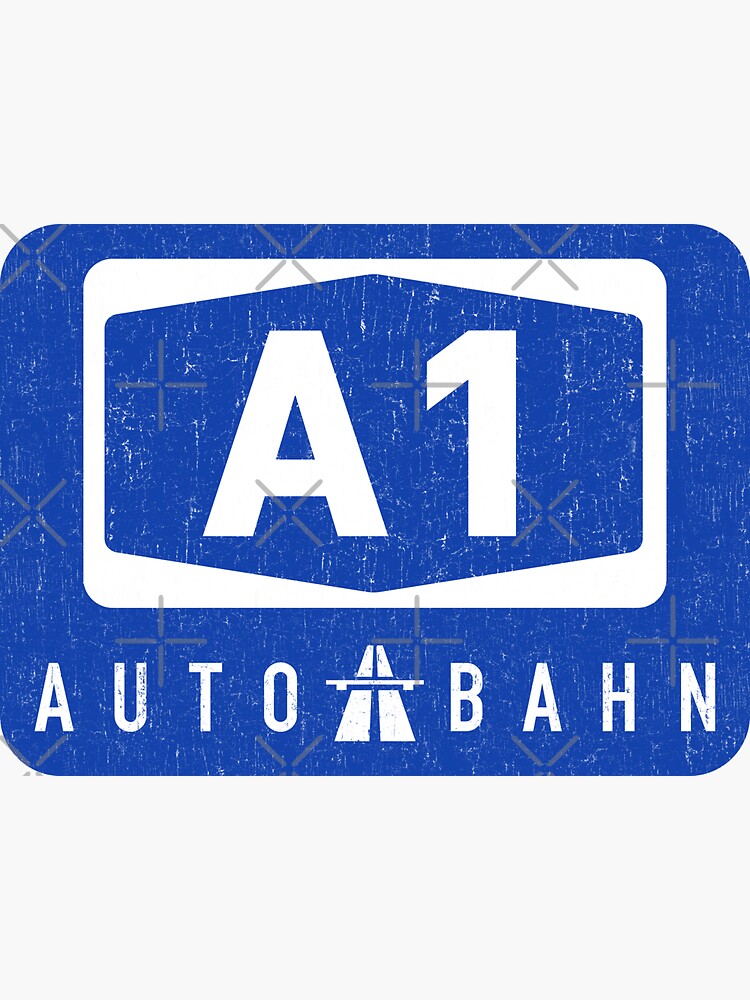 "GERMAN AUTOBAHN A1 SYMBOL IN CRACKED DESIGN" Sticker for Sale by ...