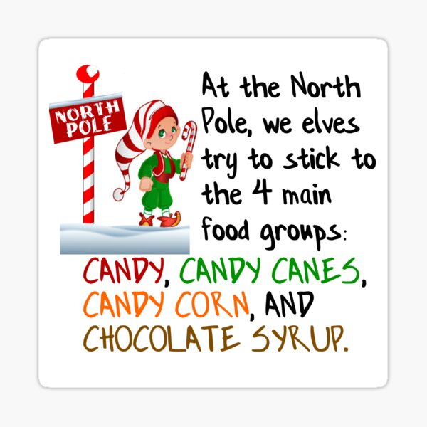 "SANTA ELVES - 4 FOOD GROUPS" Sticker for Sale by CalliopeSt | Redbubble