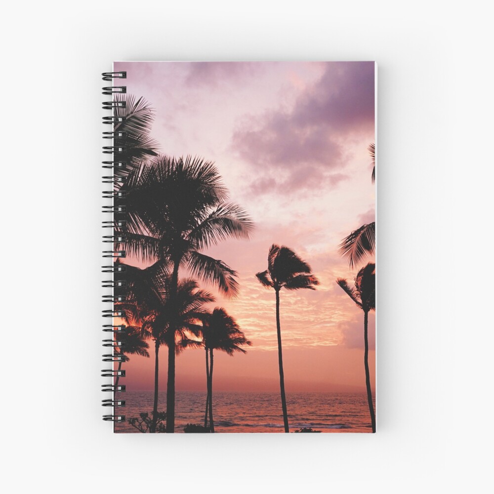"Tropical Ocean Sunset Palm Trees" Spiral Notebook by newburyboutique ...