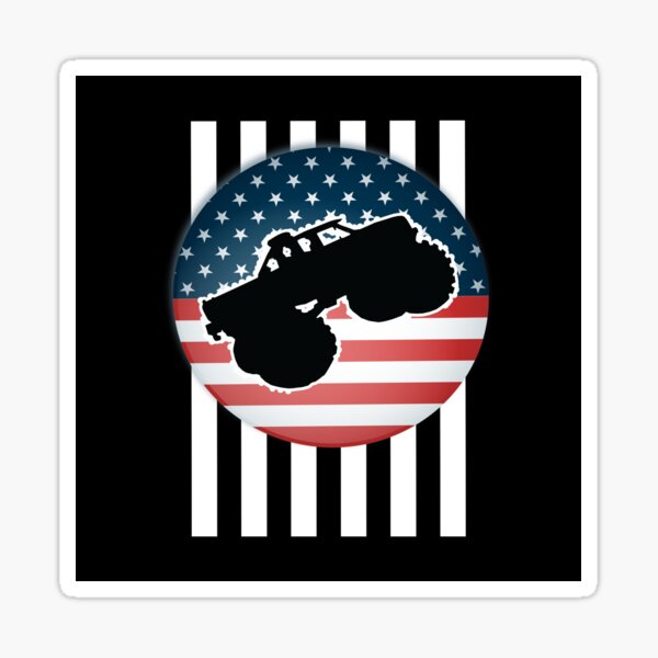 "Monster Truck Gift American USA Flag RC Big Car Radio Control" Sticker ...