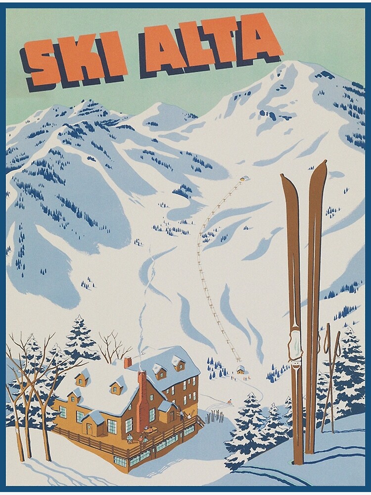 Ski Alta Utah Vintage Ski Travel Poster Premium Matte Vertical Poster ...