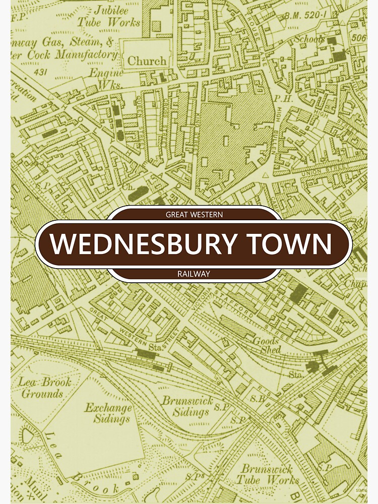 "Great Western Railway - Wednesbury Town Map" Sticker by danbadgeruk ...