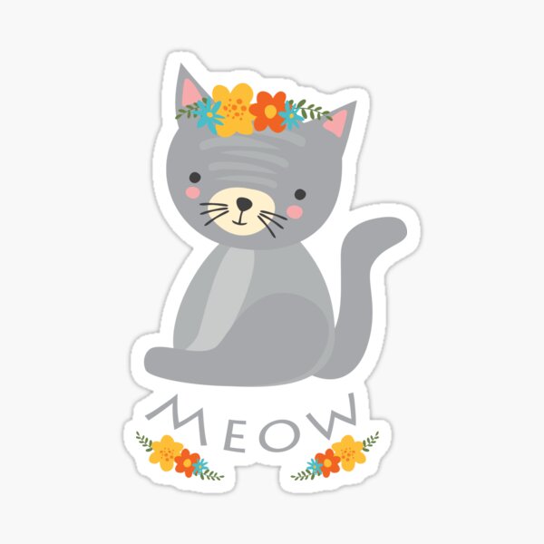 "Cute MEOW Funny Cat for Kids Gift Stik" Sticker for Sale by ...