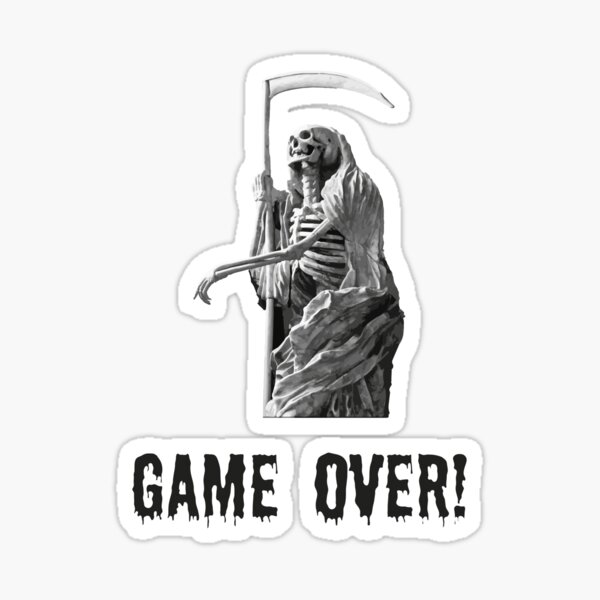 "Gothic Hallowe'en Grim Reaper – Game Over!" Sticker for Sale by madra ...