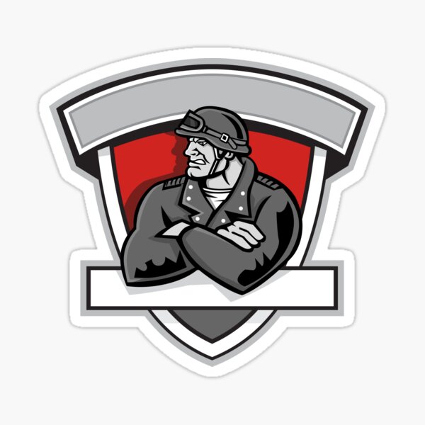 "Angry Biker Arms Crossed Shield" Sticker for Sale by patrimonio ...