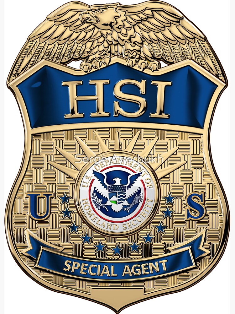 "Homeland Security Investigations - HSI Special Agent Badge over White Leather" Magnet for Sale ...