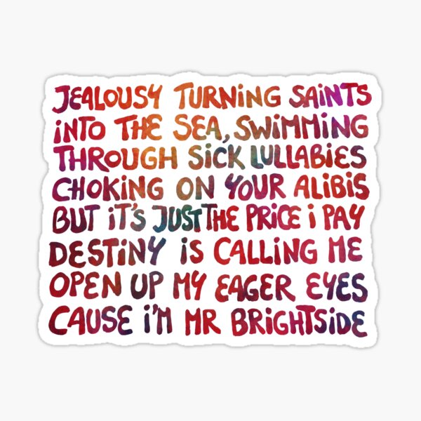 "mr brightside" Sticker for Sale by ausketches | Redbubble