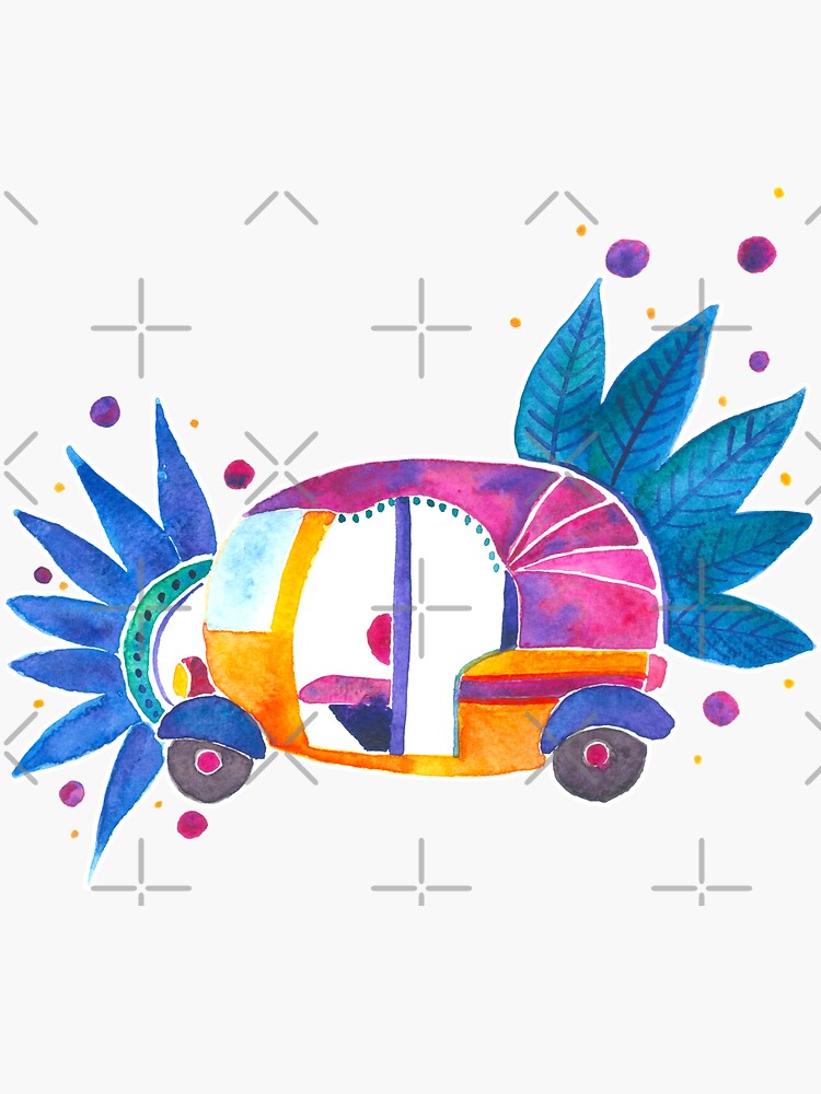 "Groovy auto-rickshaw" Sticker by cynhaller | Redbubble