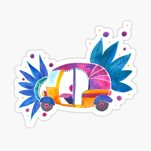 "Groovy auto-rickshaw" Sticker by cynhaller | Redbubble