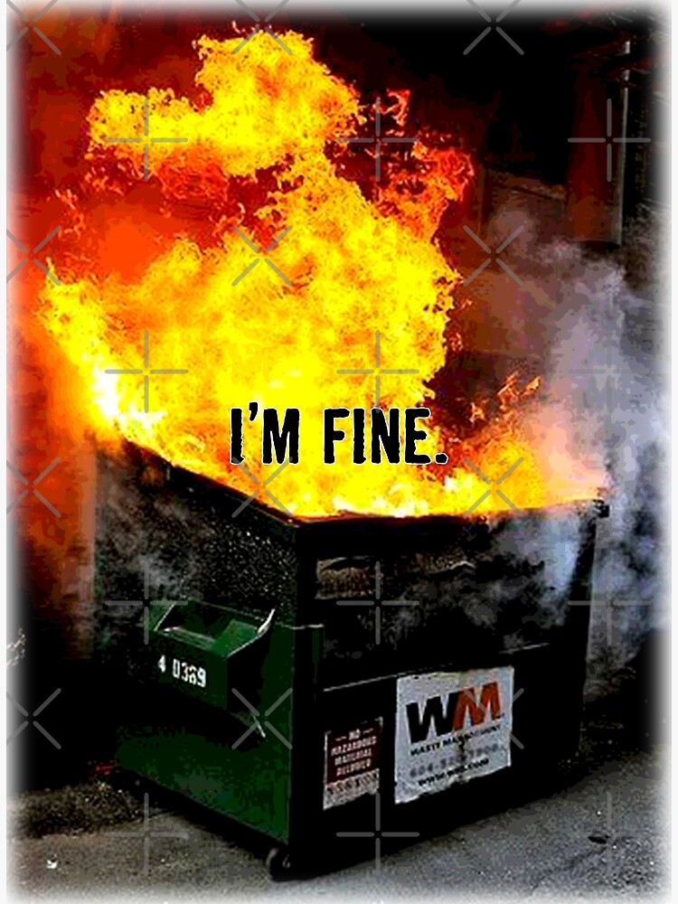 "Dumpster Fire - I'm Fine" Poster for Sale by racecar32 | Redbubble