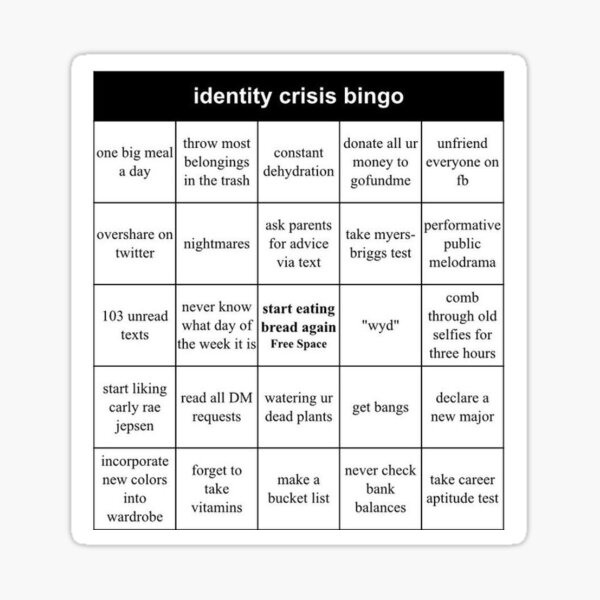 "Identity Crisis Bingo" Sticker for Sale by jackiegu | Redbubble