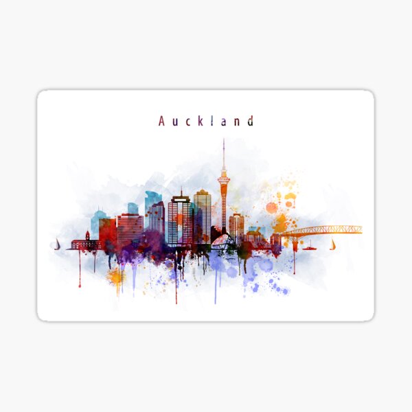 "Auckland Cityscape Watercolor" Sticker for Sale by IvonDesign | Redbubble