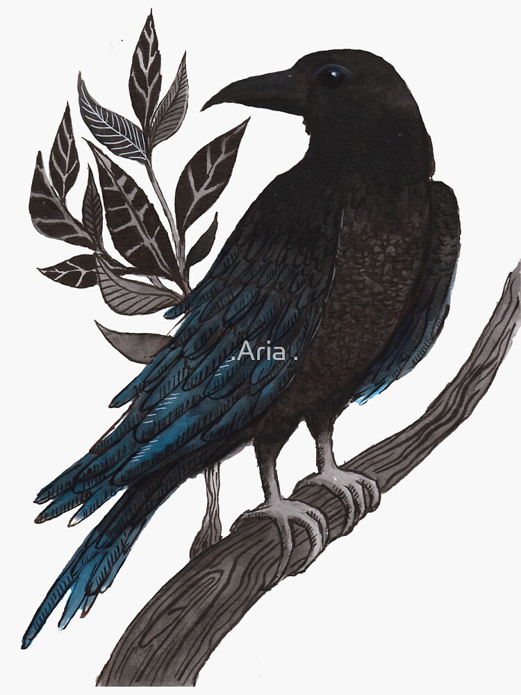 "Raven" Sticker by ARiAillustr | Redbubble