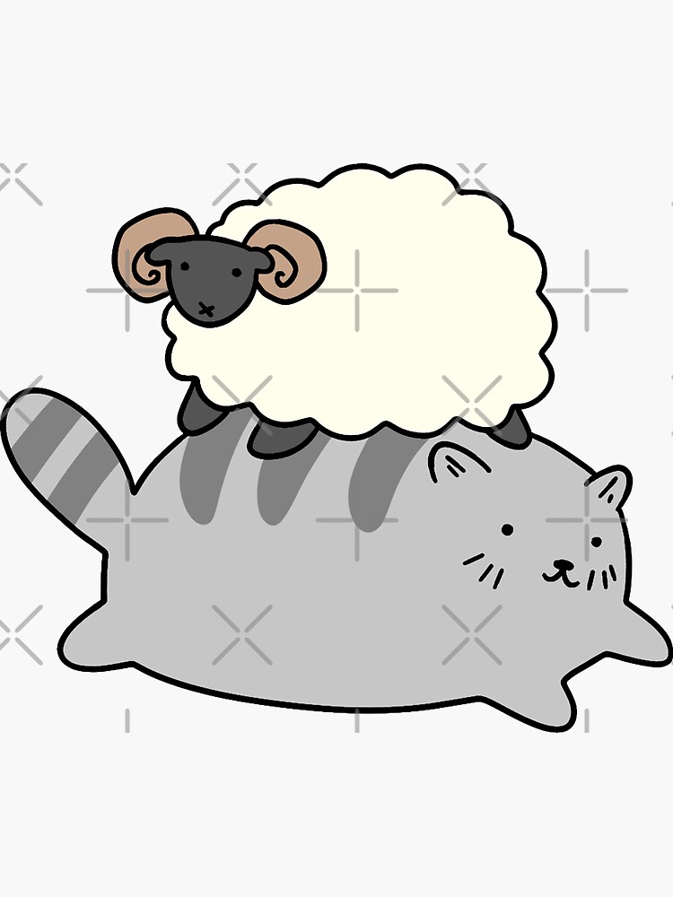 "Cat and Little Ram" Sticker by SaradaBoru | Redbubble