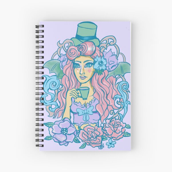 "Pastel Goth Victorian Gothabilly Bat Lady Tea Time" Spiral Notebook by ...