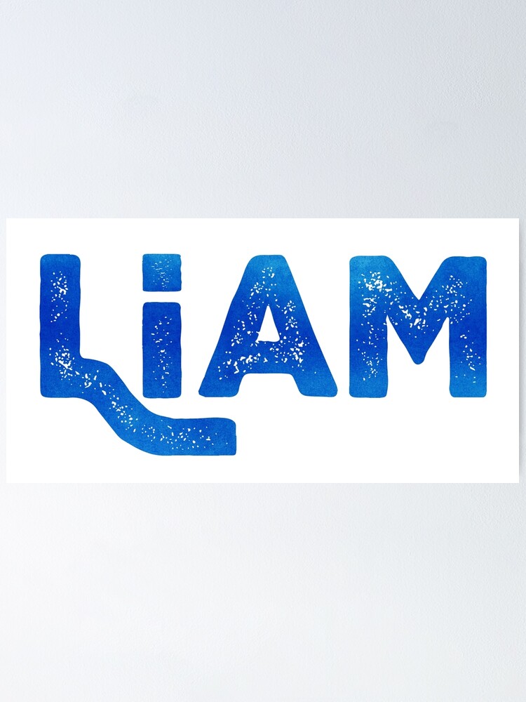 Póster «Liam boys nombre azul acuarela tipo diseño» de ComicKitsch ...