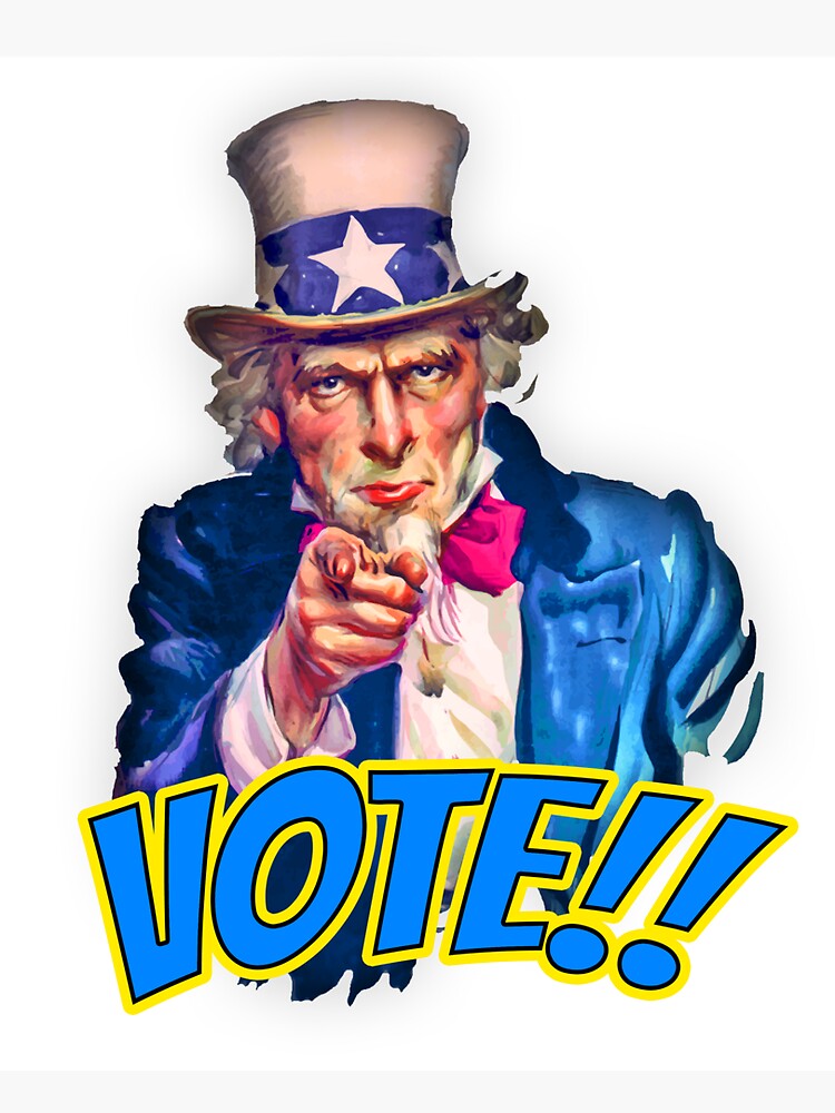 "Vote Uncle Sam Sticker" Sticker for Sale by BluePolitica | Redbubble