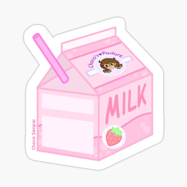 "Strawberry Milk w/ Straw Sticker" Sticker by ChocoSenpai | Redbubble
