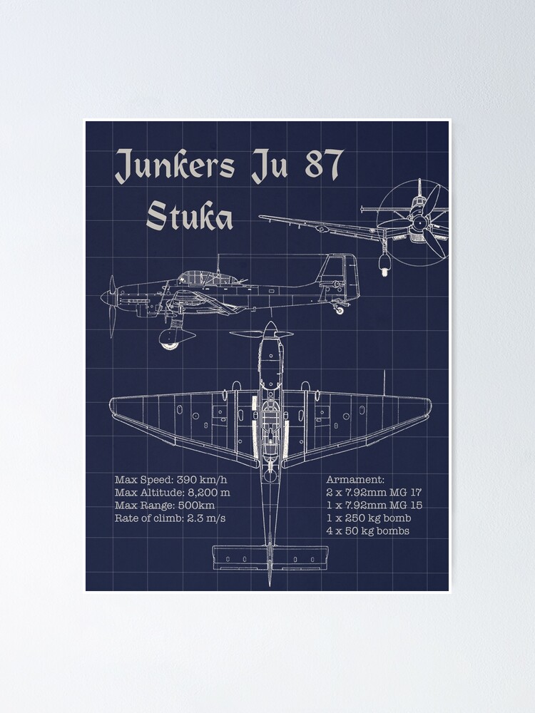 Póster «Junkers Ju-87 Stuka Blueprint» de Grayhanch | Redbubble