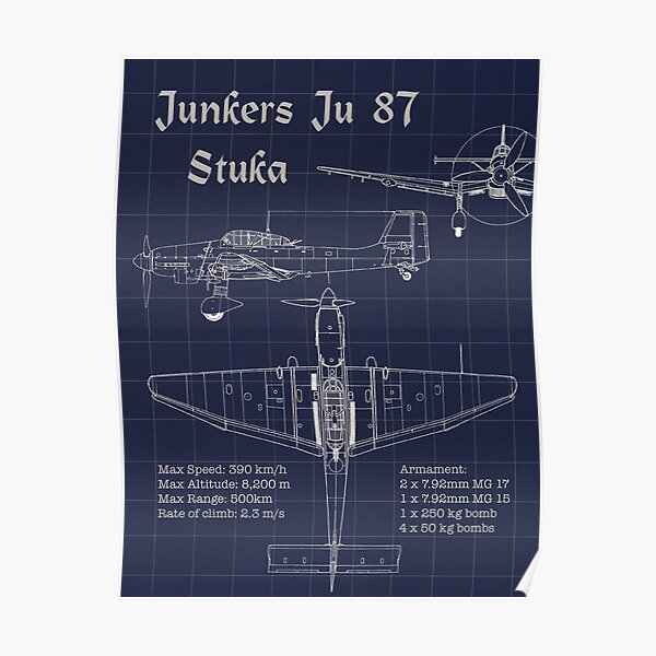 Póster «Junkers Ju-87 Stuka Blueprint» de Grayhanch | Redbubble