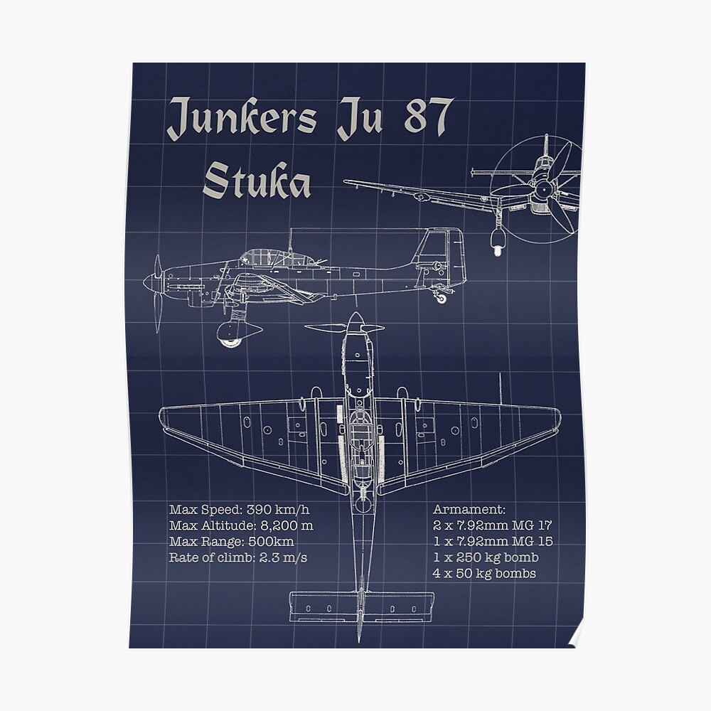 WW2 German Luftwaffe Bomber Ju-87 Stuka Picture Poster Print 24 hours ...