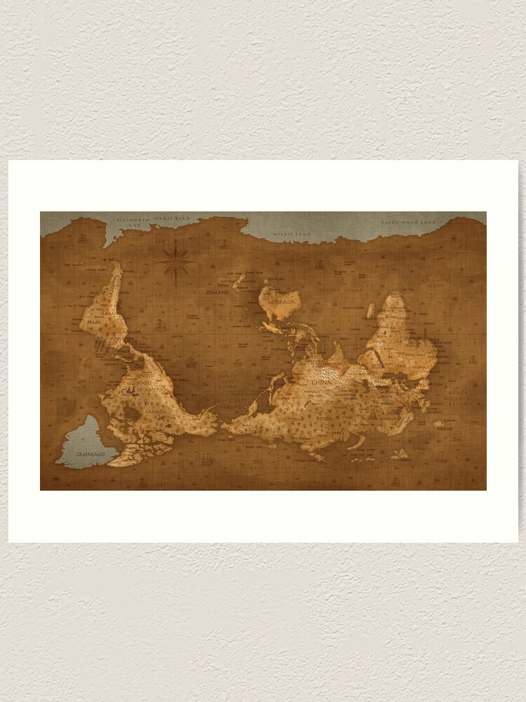 "World Map - Upside Down" Art Print by vladstudio | Redbubble