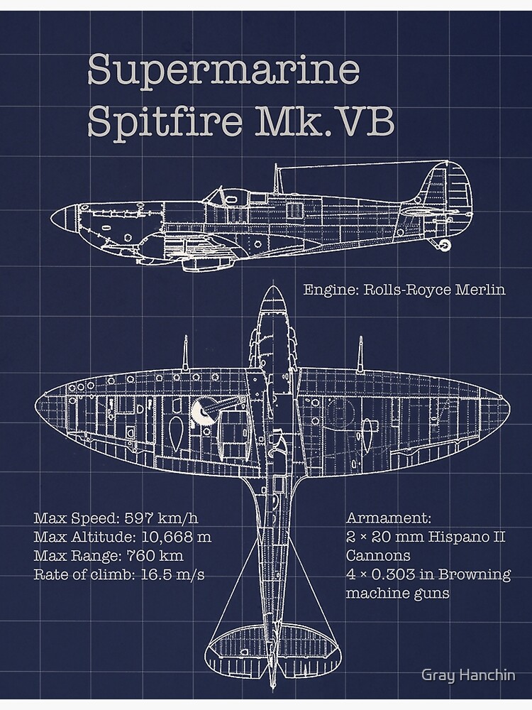 "Supermarine Spitfire Blueprint" Poster for Sale by The War Effort ...