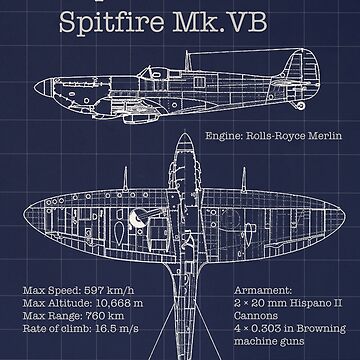 "Supermarine Spitfire Blueprint" Poster for Sale by The War Effort ...