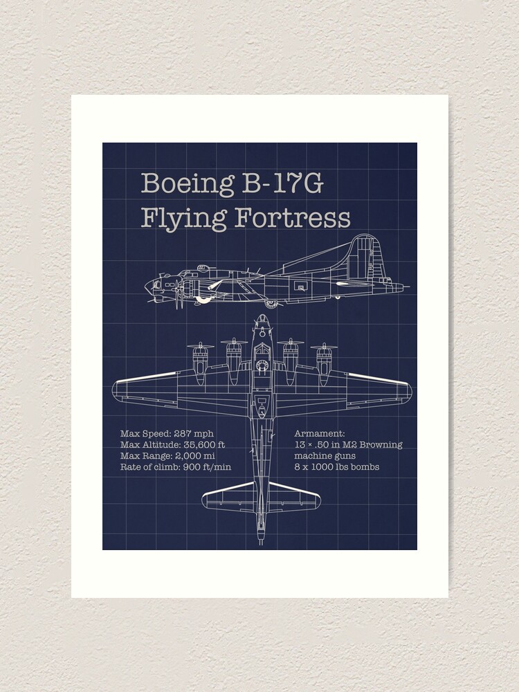 "Boeing B-17 Flying Fortress Blueprint" Art Print for Sale by Grayhanch ...