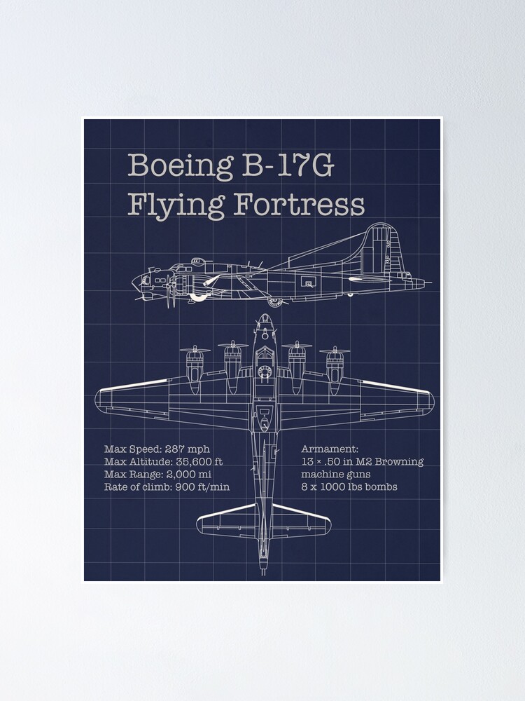 "Boeing B-17 Flying Fortress Blueprint" Poster for Sale by The War ...