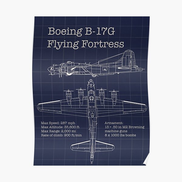 "Boeing B-17 Flying Fortress Blueprint" Poster for Sale by Grayhanch ...