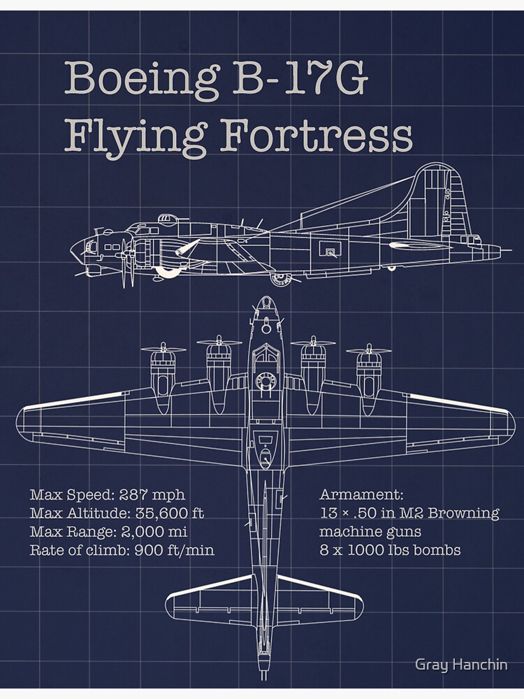 "Boeing B-17 Flying Fortress Blueprint" Sticker for Sale by Grayhanch ...