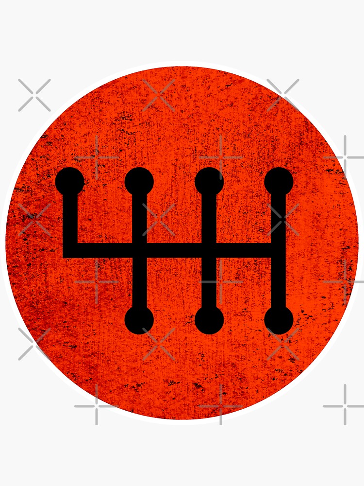 "Red grungy 6-speed manual transmission shift pattern" Sticker by ...