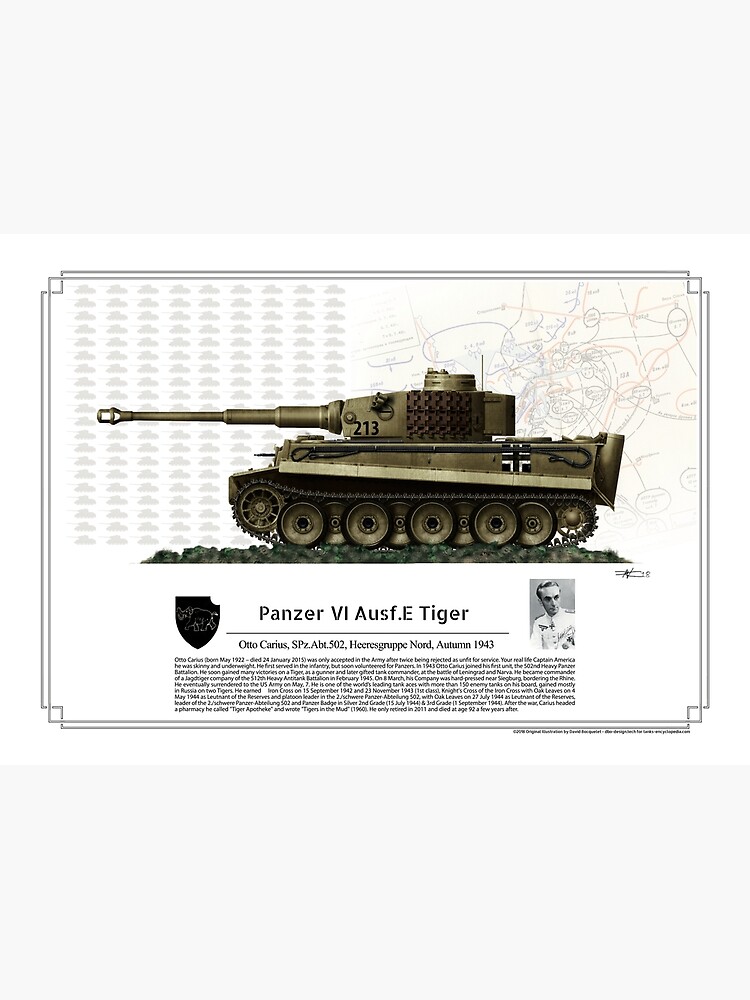 "Panzer VI Ausf.E Tiger Spz Abt. 502 Otto Carius 1943" Framed Art Print ...