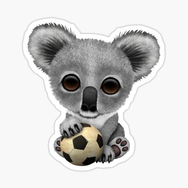 "Cute Baby Koala With Football Soccer Ball" Sticker for Sale by ...