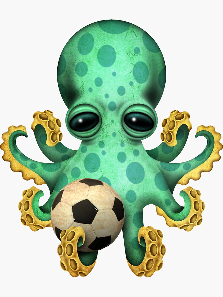 "Cute Baby Octopus With Football Soccer Ball" Sticker by JeffBartels ...