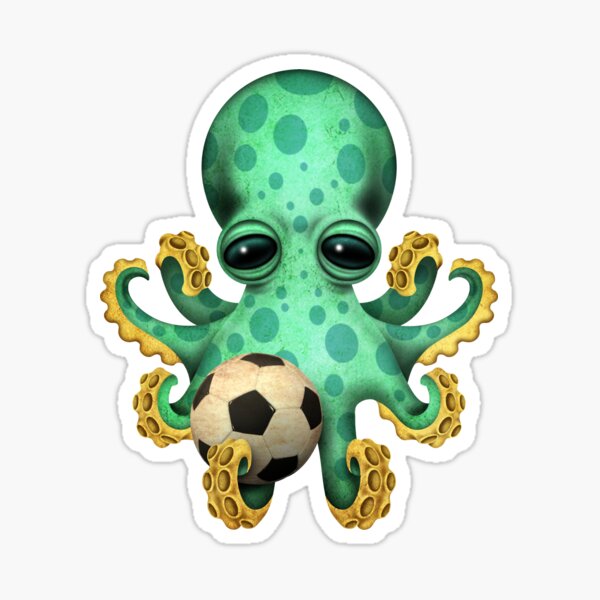 "Cute Baby Octopus With Football Soccer Ball" Sticker by JeffBartels ...
