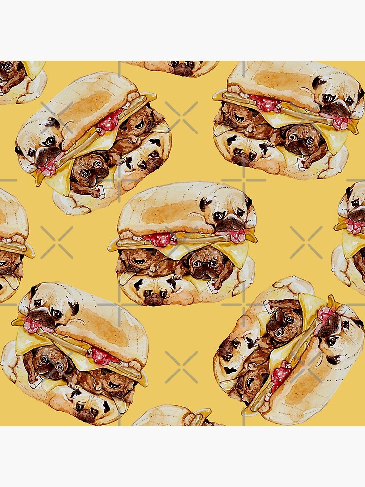" Pugs Burger Watercolor" Poster for Sale by Huebucket | Redbubble