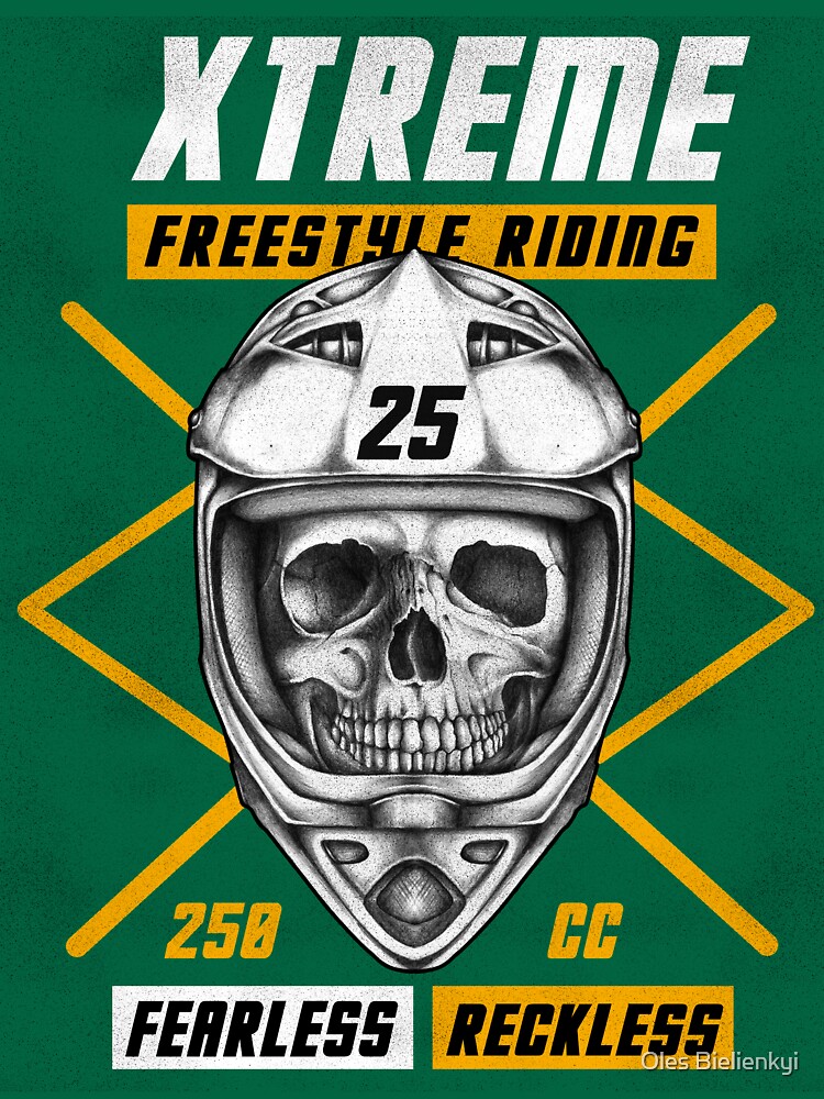 "Freestyle Riding Fearless Reckless Skeleton T-Shirt" T-shirt for Sale ...