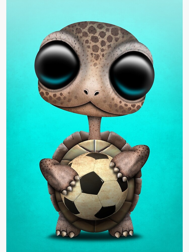 "Cute Baby Turtle With Football Soccer Ball" Art Print for Sale by ...