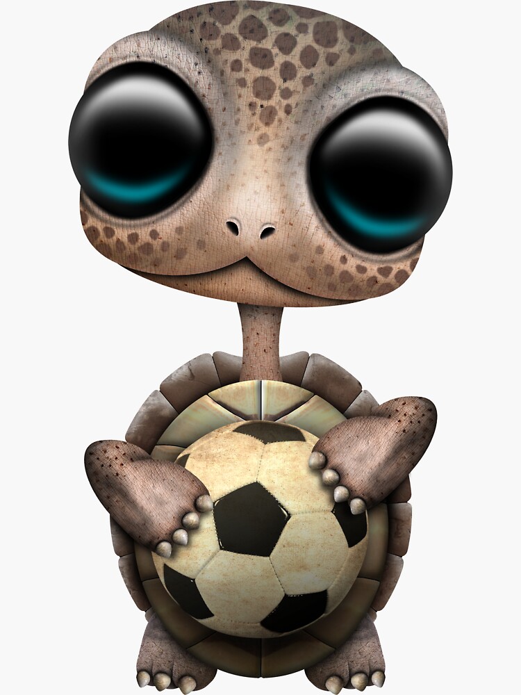 "Cute Baby Turtle With Football Soccer Ball" Sticker by JeffBartels ...